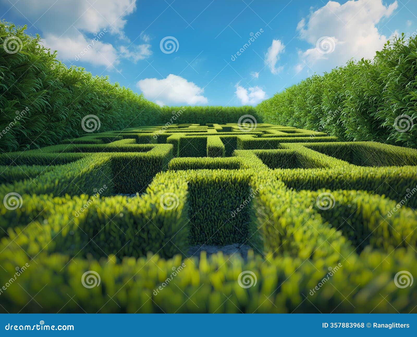 Green Hedge Maze Interior View High Walls Paths Stock Illustration ...