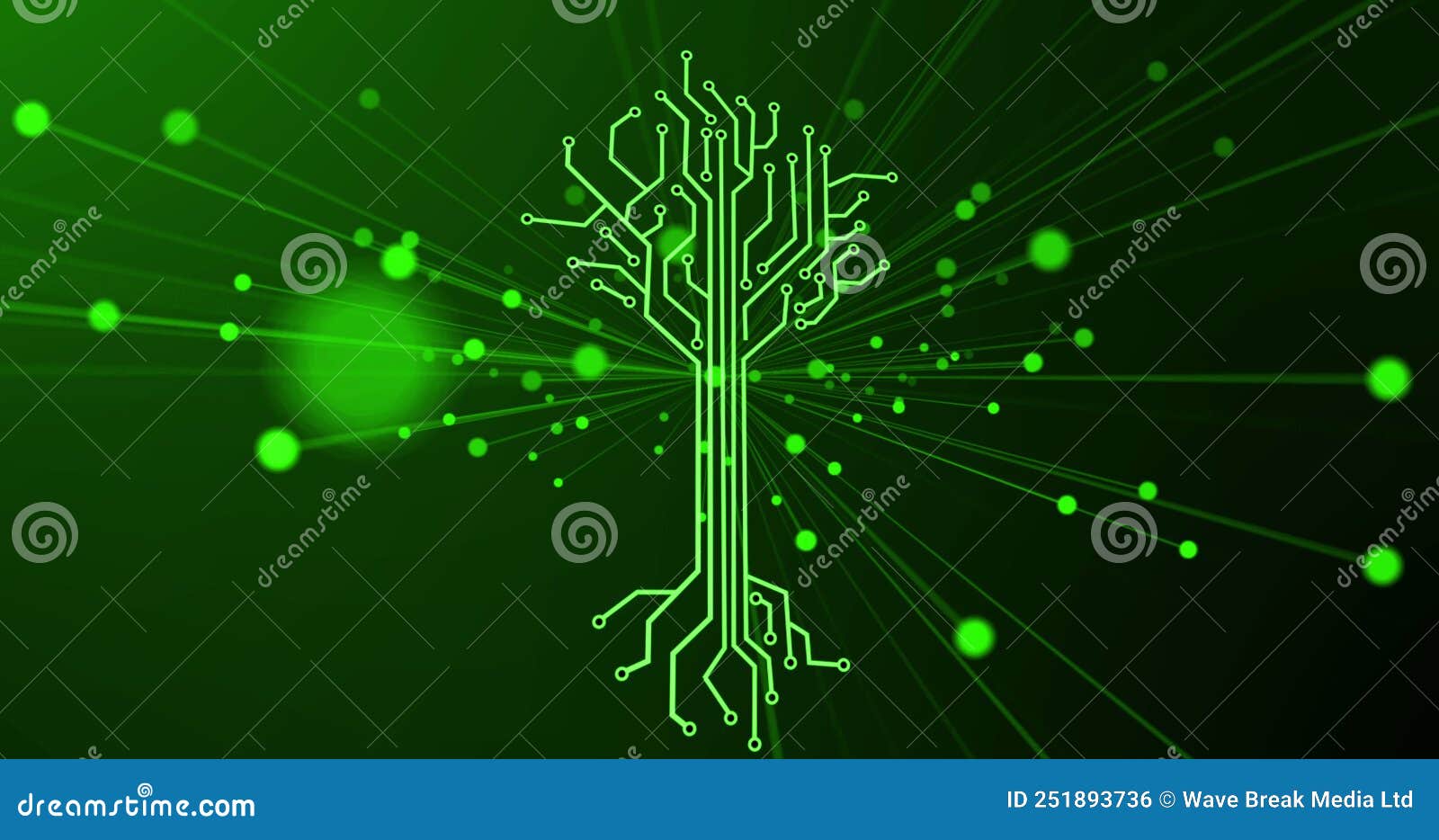 Image of Integrated Circuit and Digital Tree on Green Background Stock ...