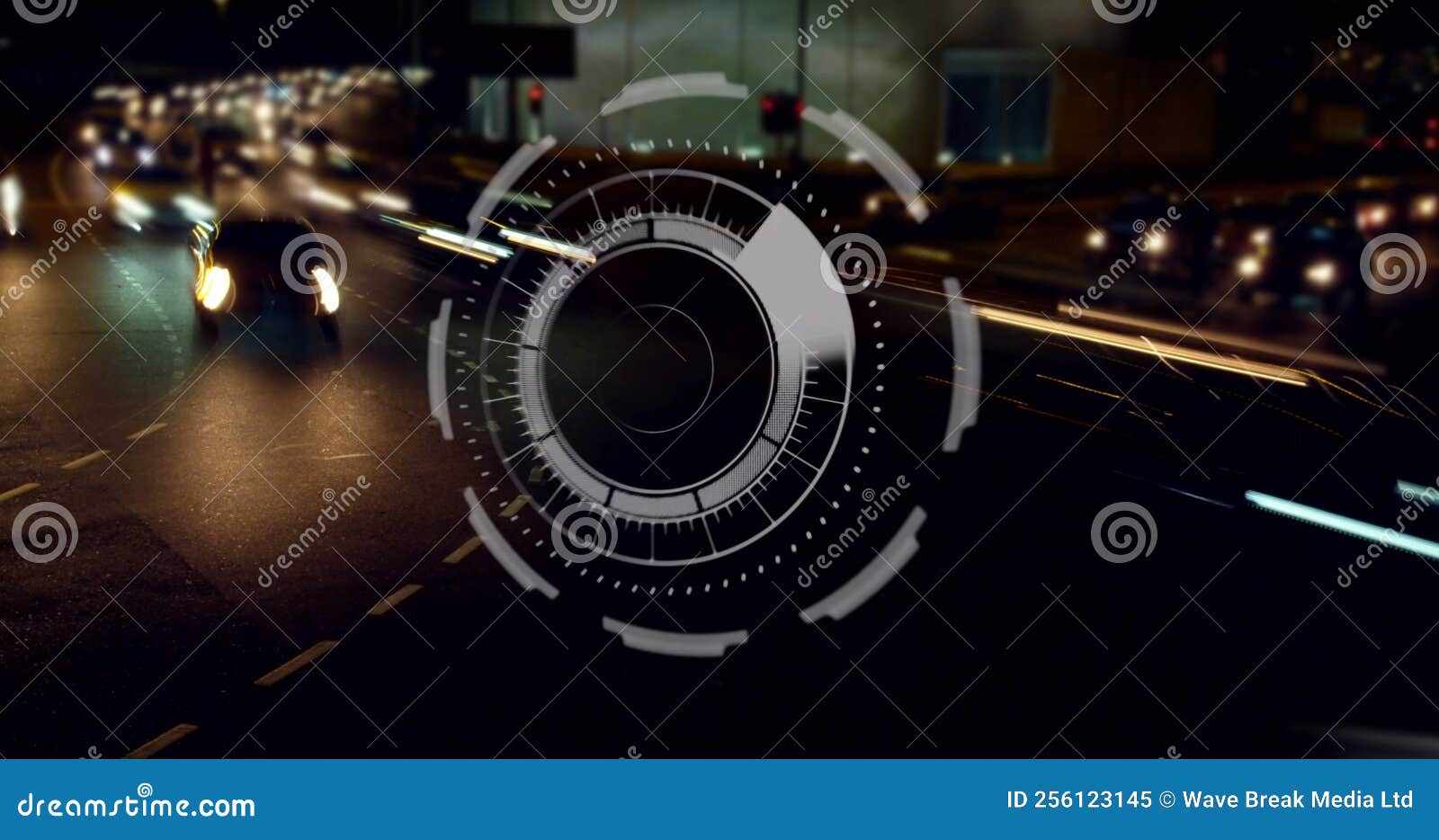 Image of Interface with Data Processing Against Aerial View of City ...