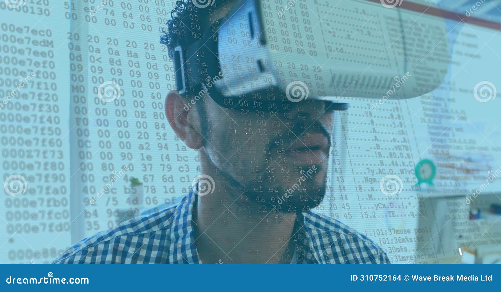 Image of Interface with Digital Information Moving Rapidly Over Man ...