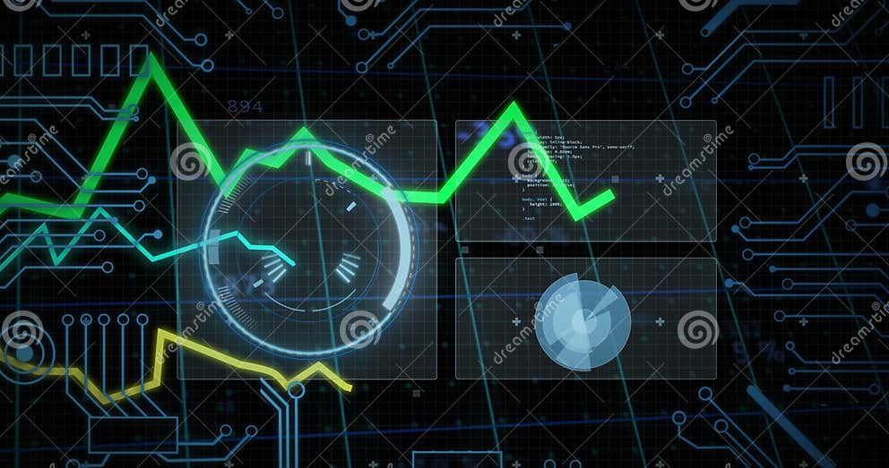 Image of Interface with Round Scanner, Data Processing and ...