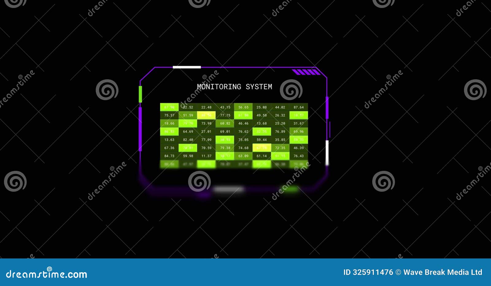 Image of Interface Screen with Monitoring System Text Numbers and Green ...