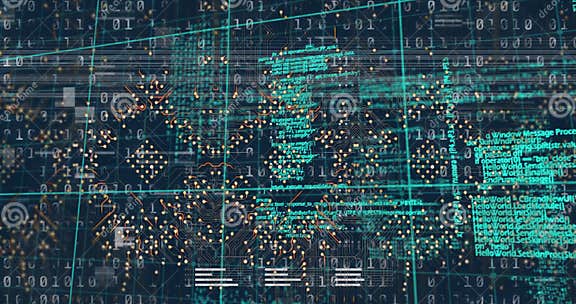 Image of Interference Over Computer Circuit Board and Data Processing ...