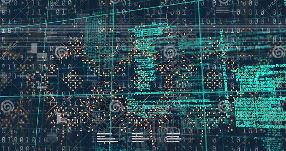 Image of Interference Over Computer Circuit Board and Data Processing ...