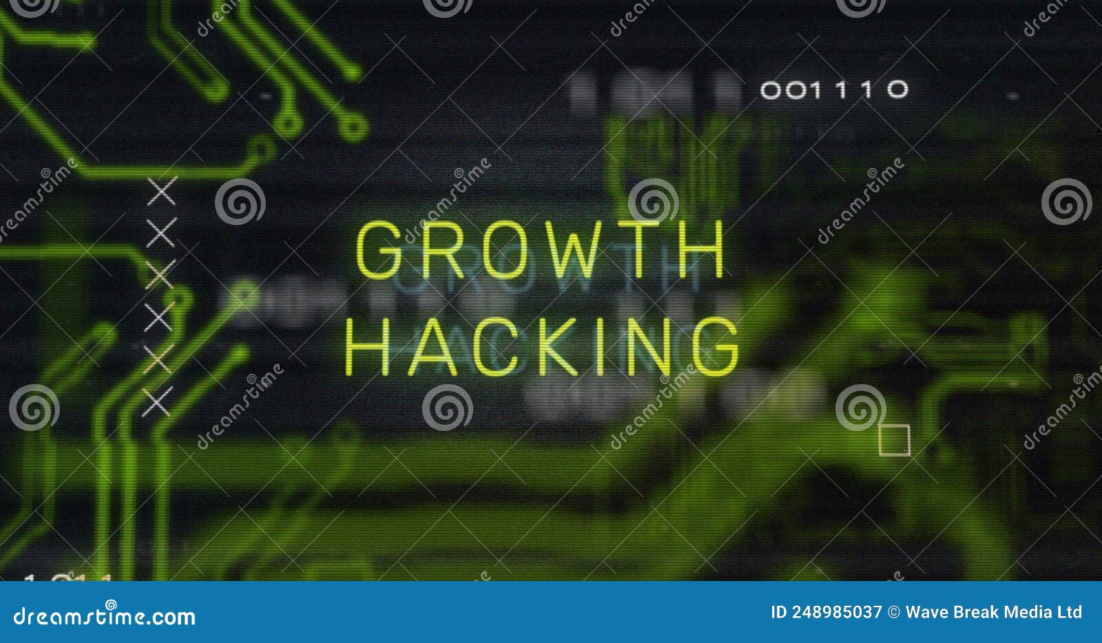 Image of Interference Over Growth Hacking Text, Data Processing and Computer Circuit Board Stock ...