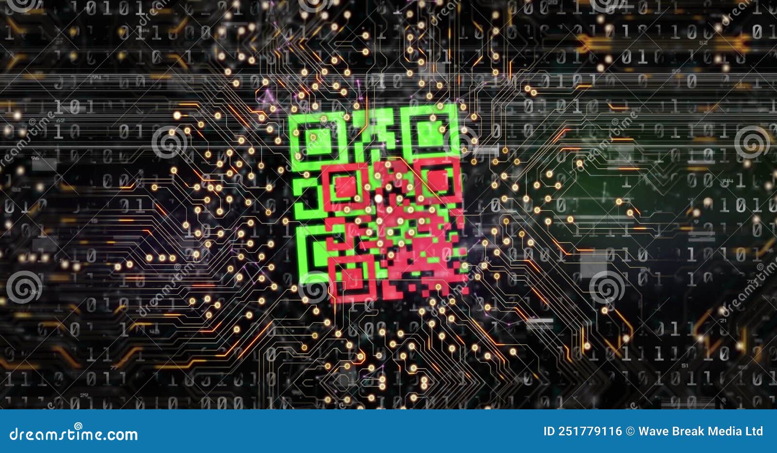Image of Interference Over Qr Code, Computer Circuit Board and Data Processing Stock ...