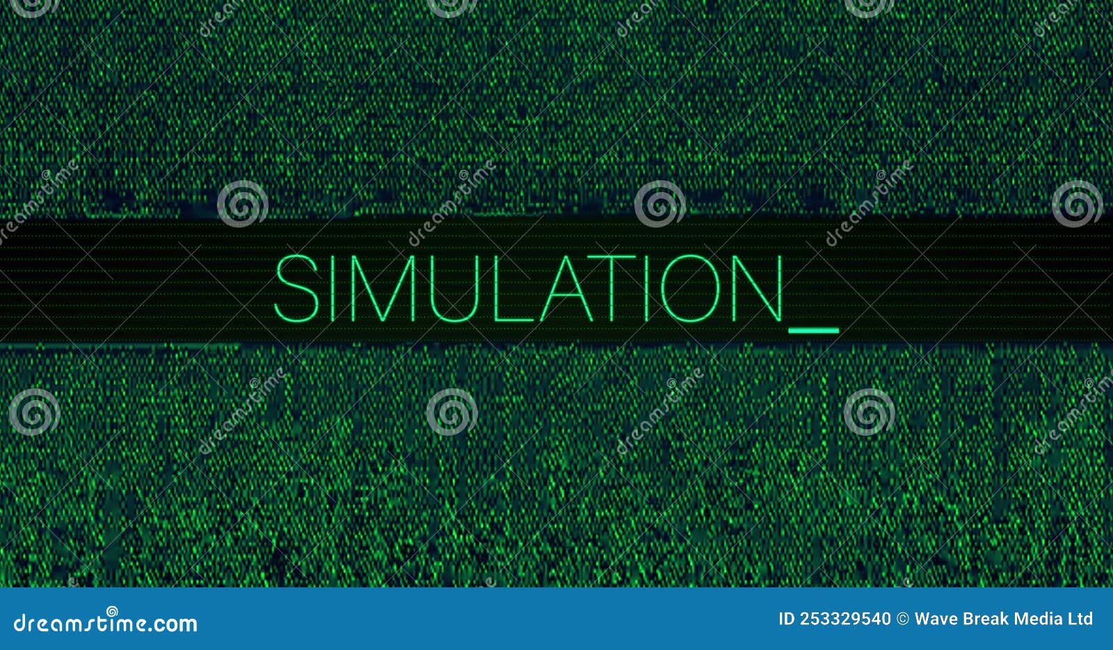Image of Interference Over Simulation Text on Black Background Stock ...