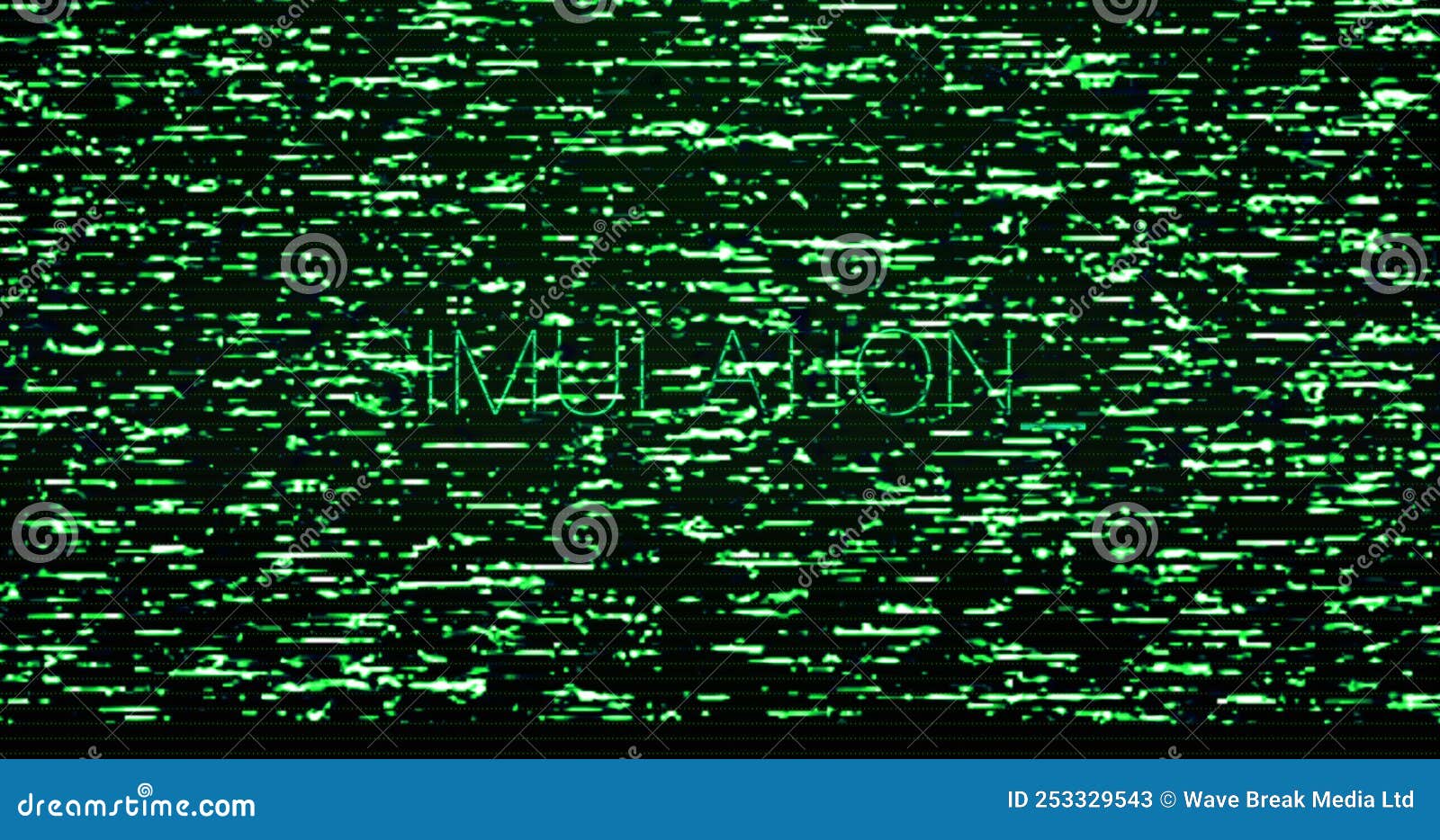 Image of Interference Over Simulation Text on Black Background Stock ...