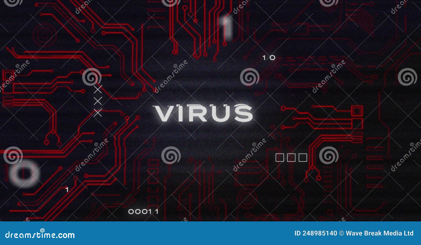 Image of Interference Over Virus Text, Data Processing and Computer Circuit Board Stock ...