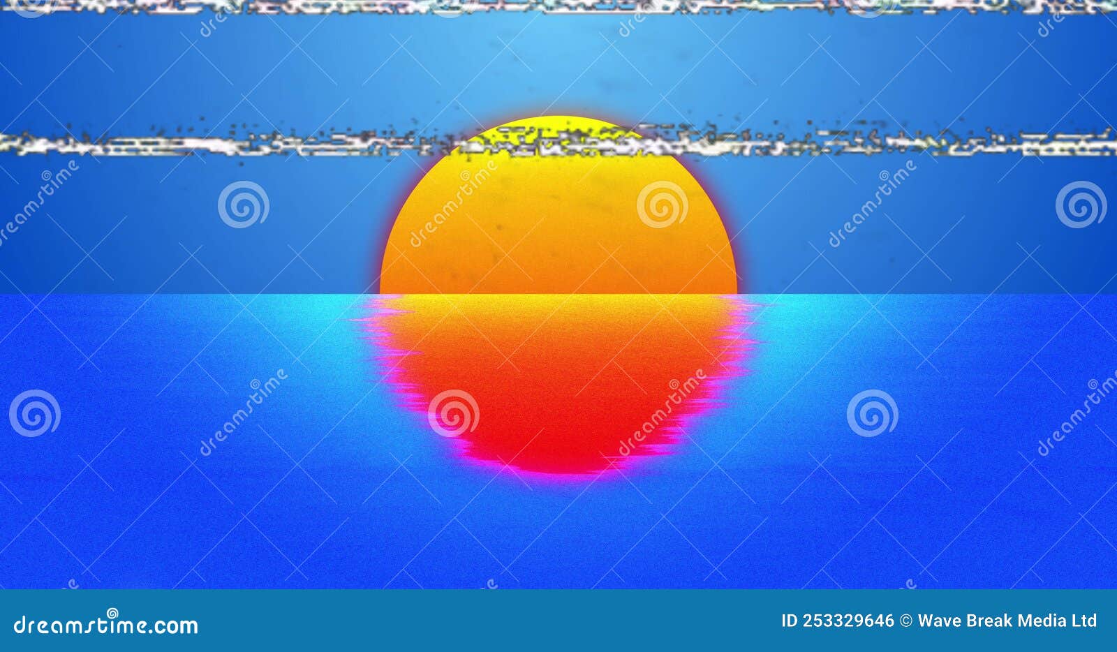 Image of Interference and Sun Over Water on Blue Background Stock ...