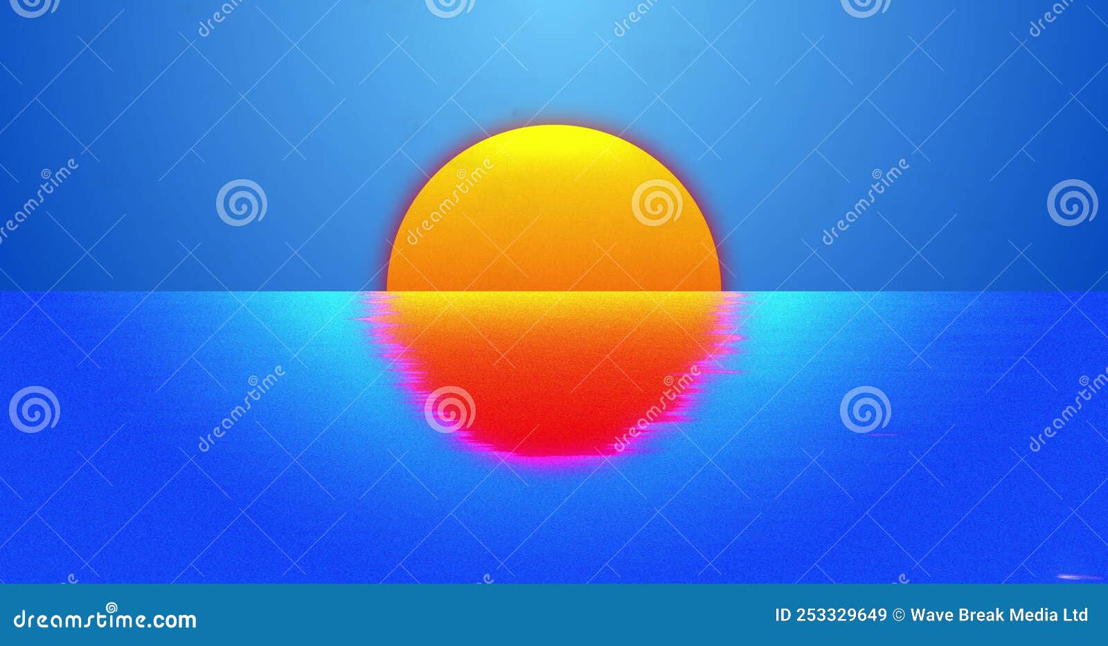 Image of Interference and Sun Over Water on Blue Background Stock ...