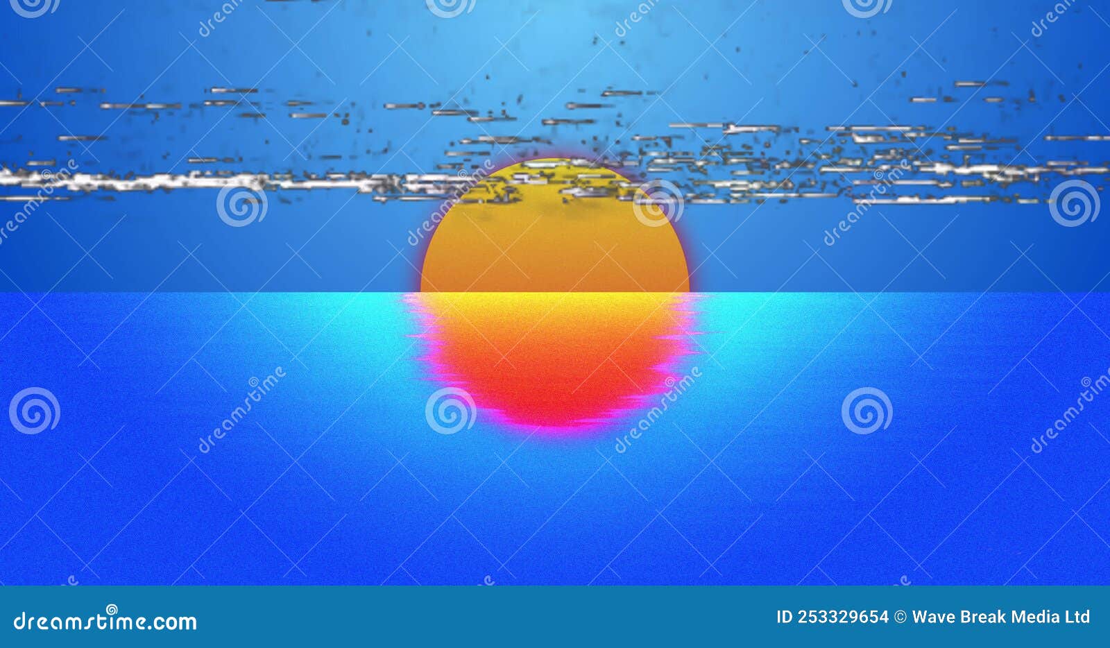 Image of Interference and Sun Over Water on Blue Background Stock ...