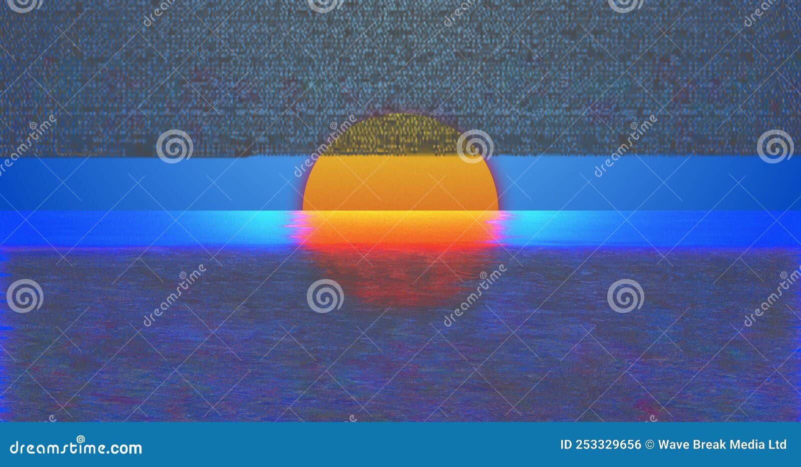 Image of Interference and Sun Over Water on Blue Background Stock ...