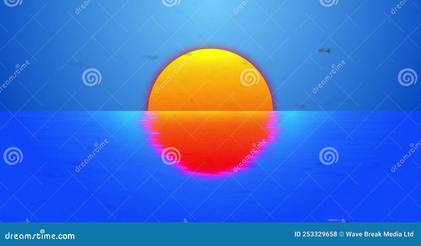 Image of Interference and Sun Over Water on Blue Background Stock ...