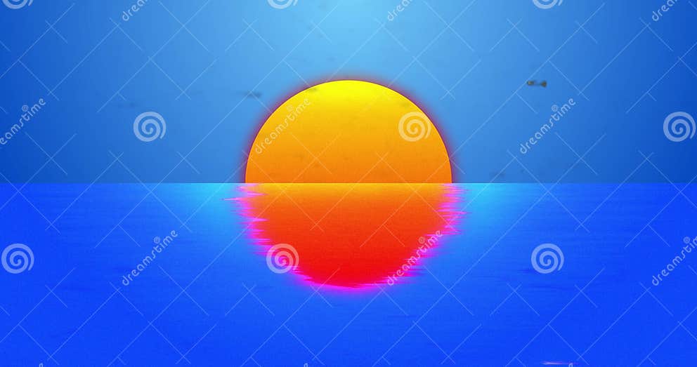 Image of Interference and Sun Over Water on Blue Background Stock ...