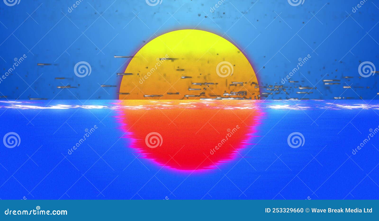 Image of Interference and Sun Over Water on Blue Background Stock ...