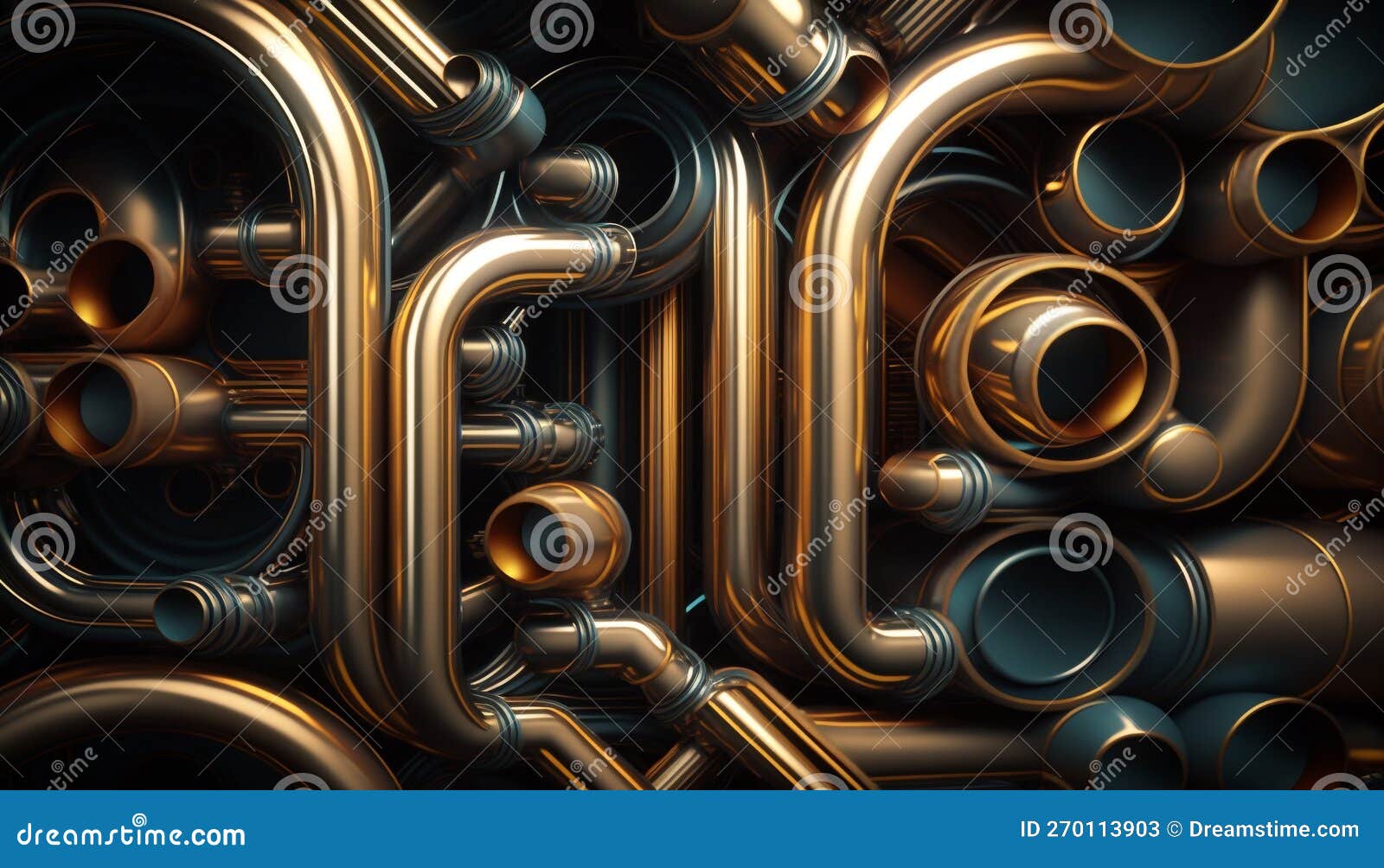 Entangled Shiny Polished Copper Pipes. Generative AI. Stock Image ...