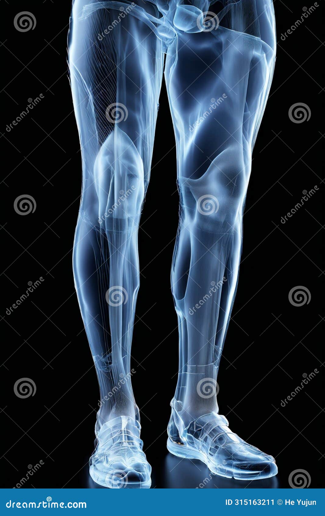 Walking Skeleton: X-ray Style 3D Illustration of Human Lower Limbs ...