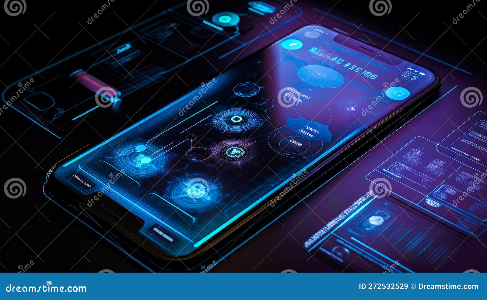 An Image of an Iphone with Futuristic Technology. Generative AI Stock ...