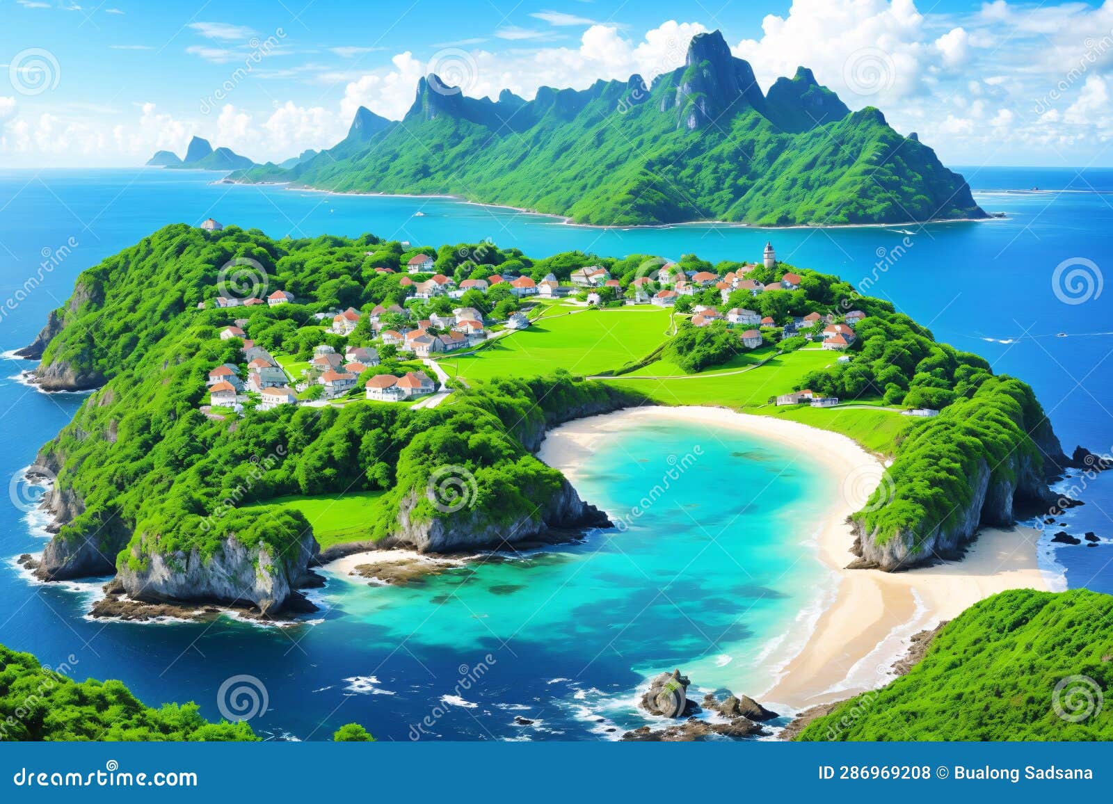 Island of Rain Made with Generative AI Stock Illustration ...