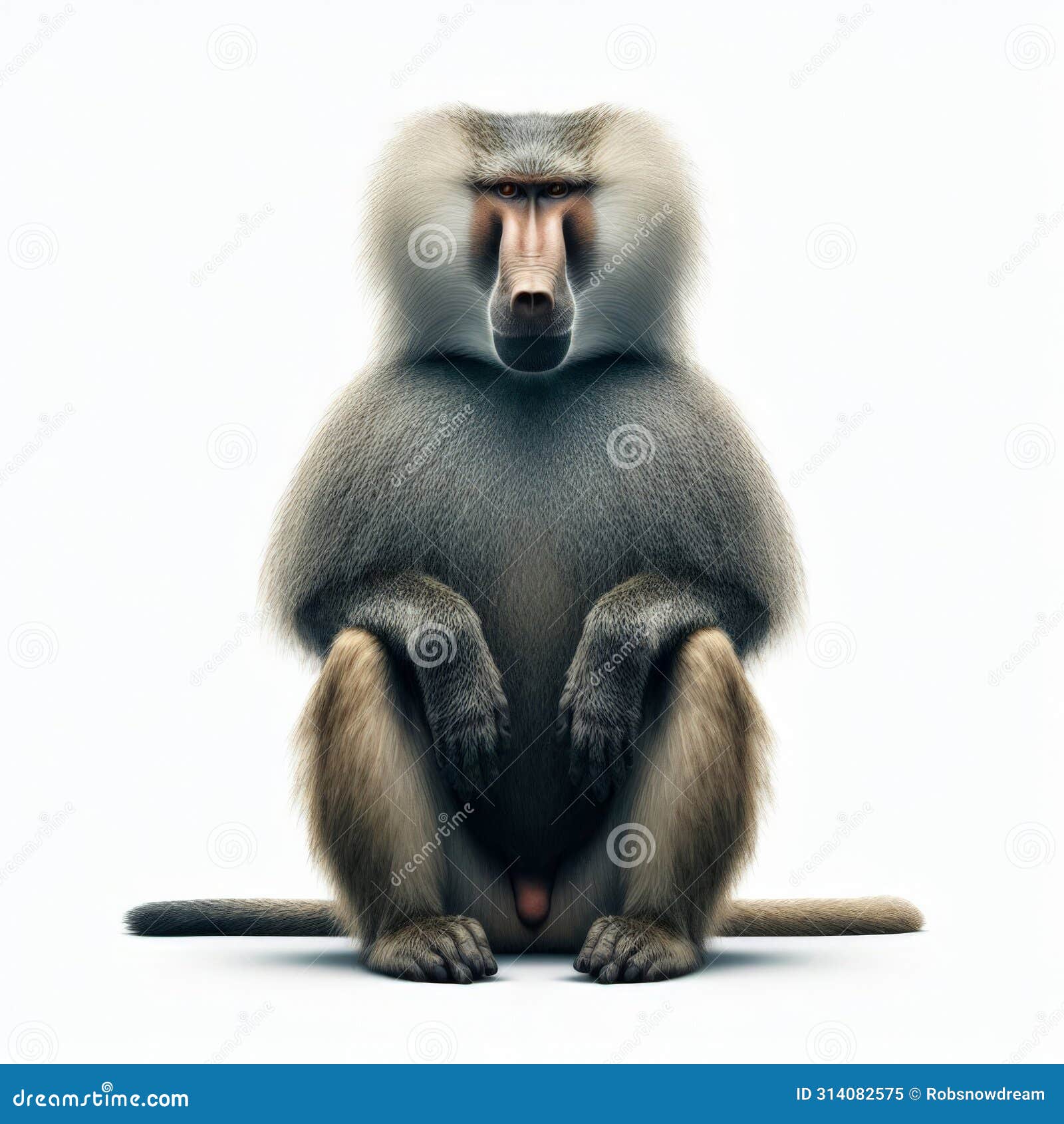 Image of Isolated Baboon Against Pure White Background, Ideal for ...