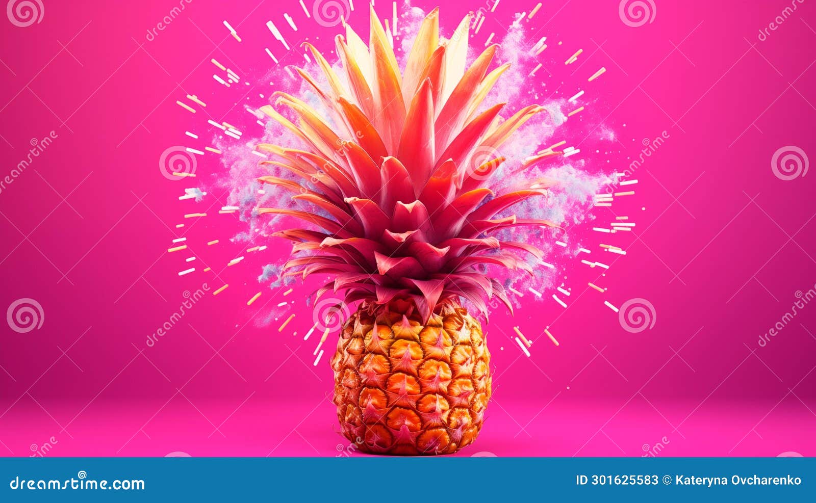 An Image of an Isolated Pineapple with Pink Splash on Pink Background ...