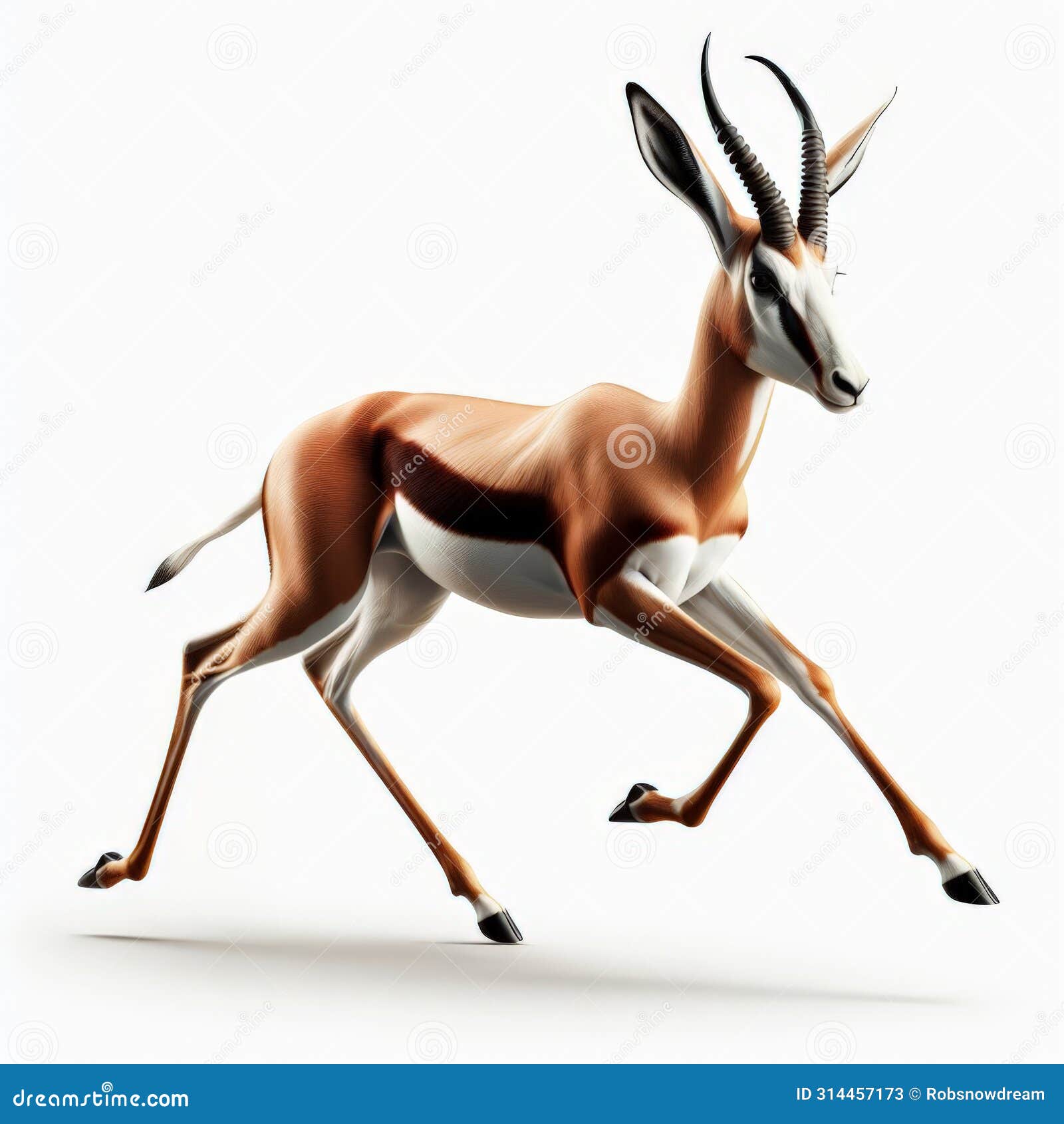 Image of Isolated Springbok Against Pure White Background, Ideal for ...