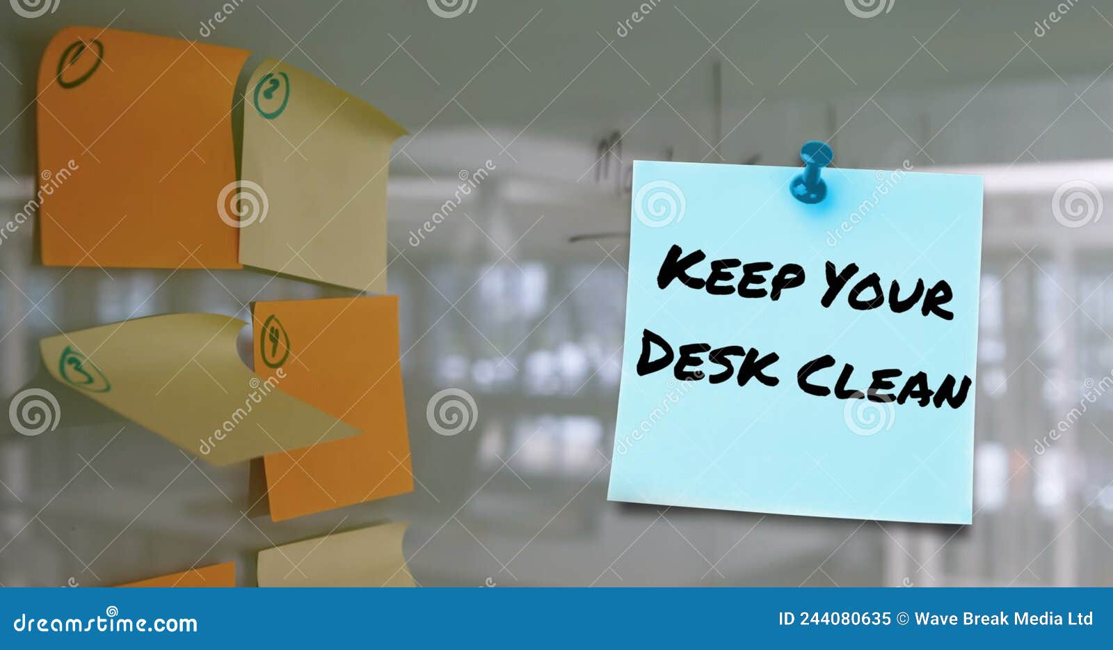 Image of Keep Your Desk Clean Note Over Office Space Stock Illustration ...