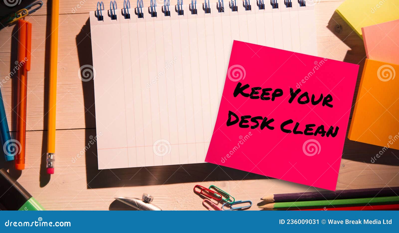 Image of Keep Your Desk Clean Text on Memo Note Over Notebook on Desk ...