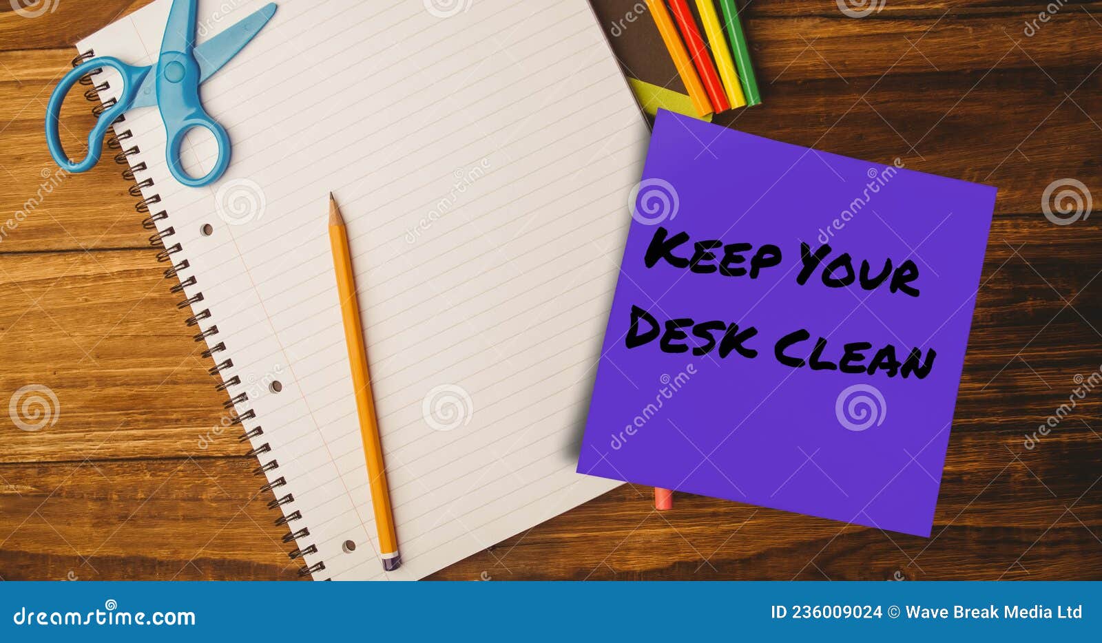 Image of Keep Your Desk Clean Text on Memo Note Over Notebook and ...