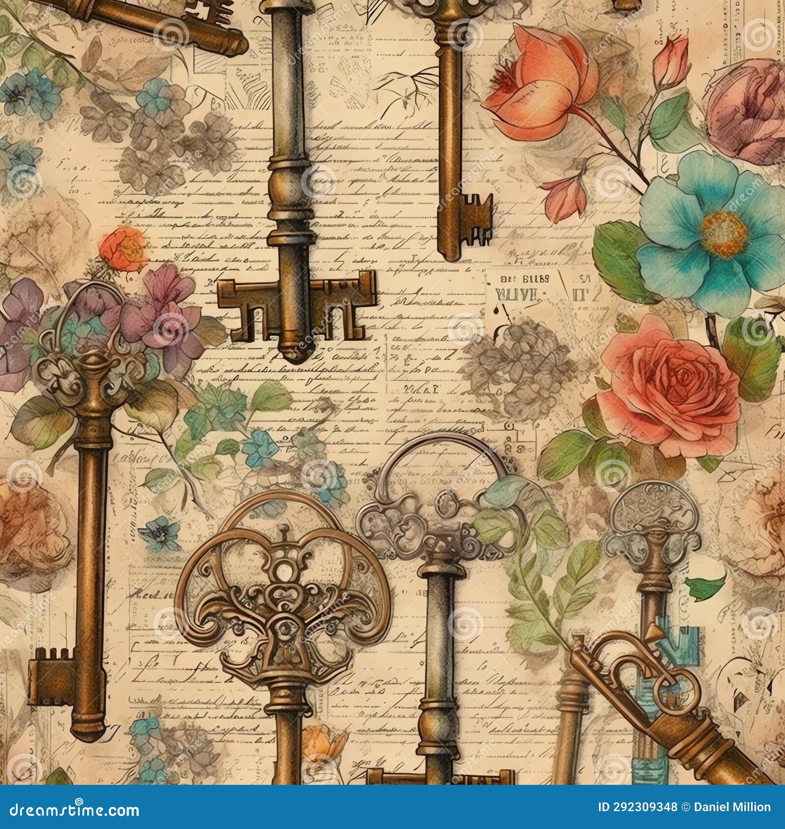 Key Old Paper, Vintage Digital Paper Stock Illustration - Illustration ...