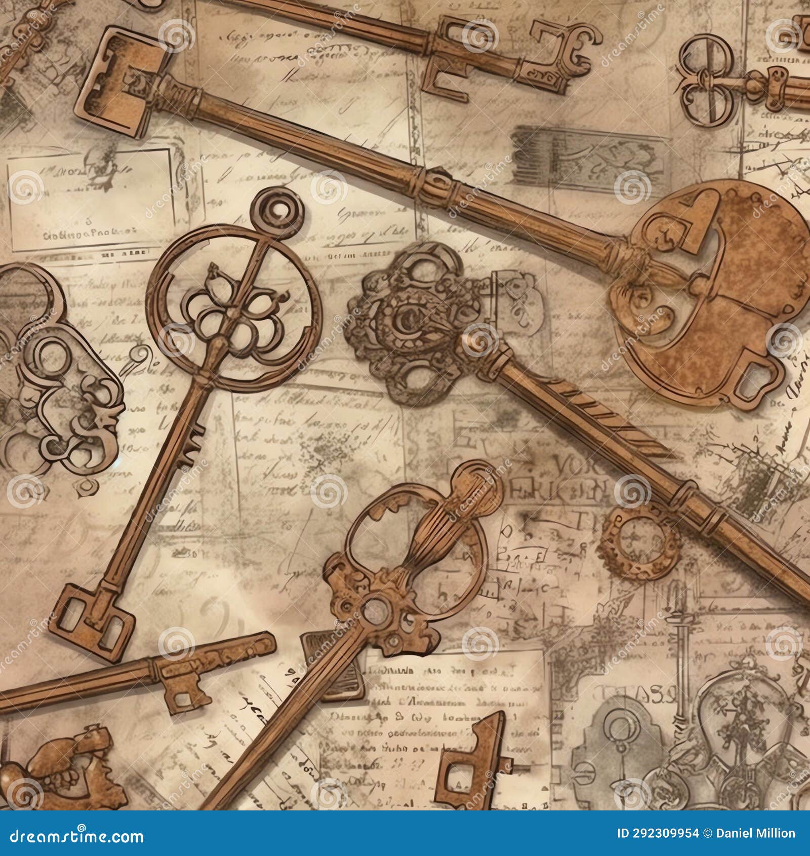 Key Old Paper, Vintage Digital Paper Stock Illustration - Illustration ...