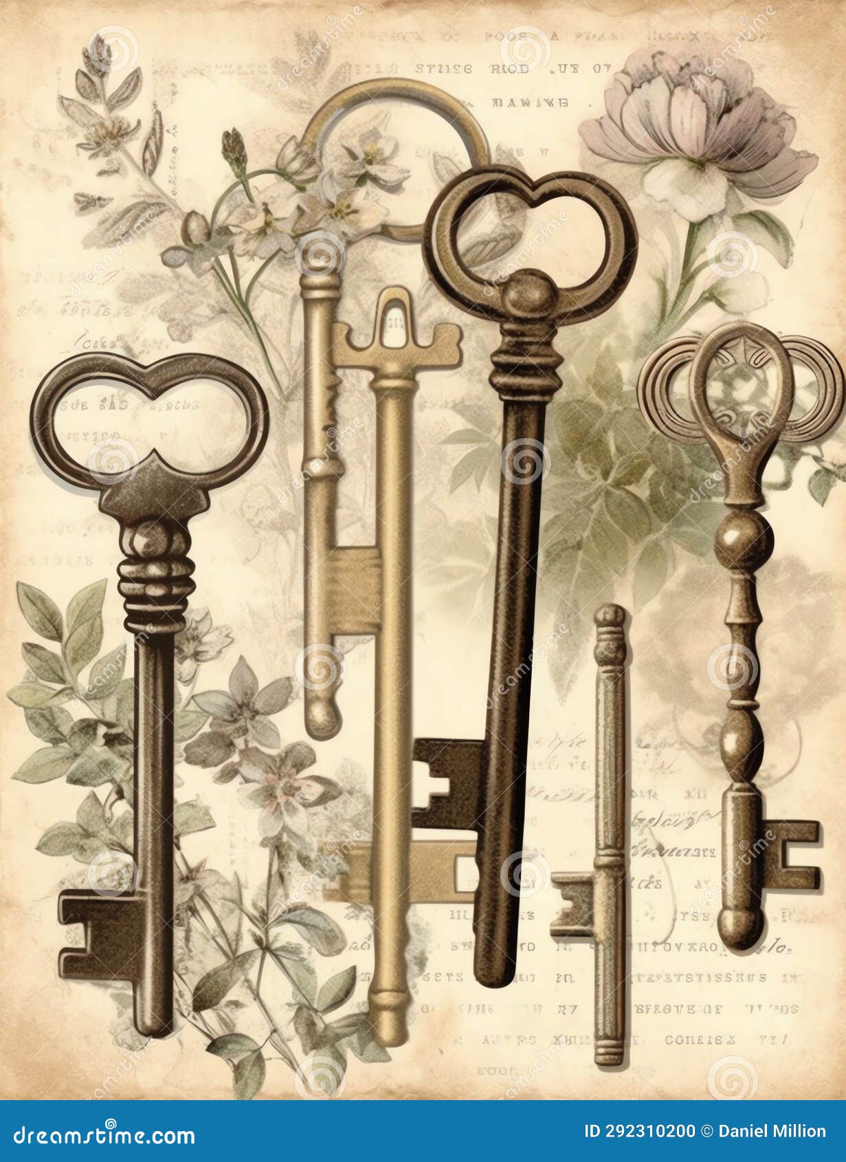 Key Old Paper, Vintage Digital Paper Stock Illustration - Illustration ...