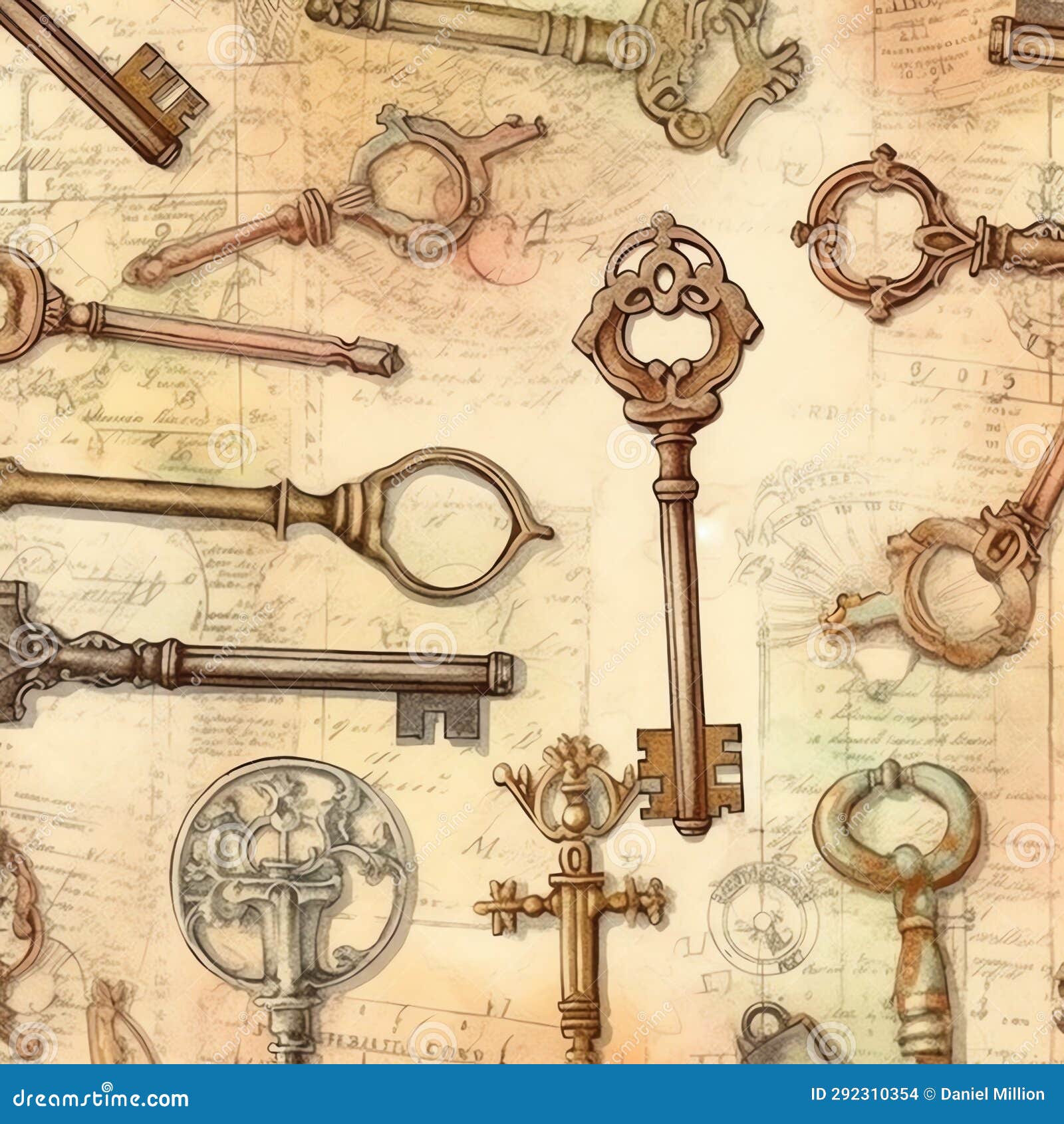 Key Old Paper, Vintage Digital Paper Stock Illustration - Illustration ...