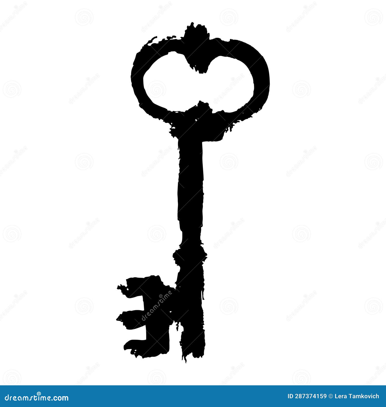 An Image of a Key with Texture. Hand Drawn. Vector. Icon. Grunge. Stock ...