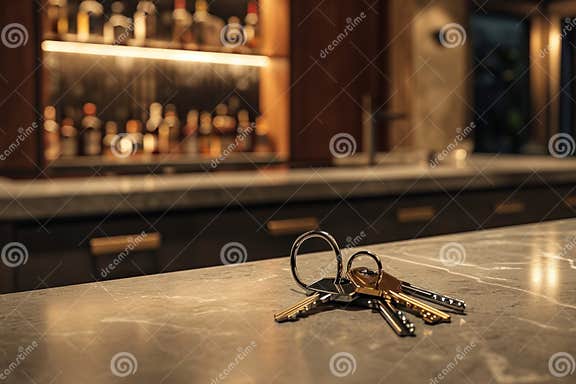 An Image of Keys on a Counter Stock Illustration - Illustration of ...