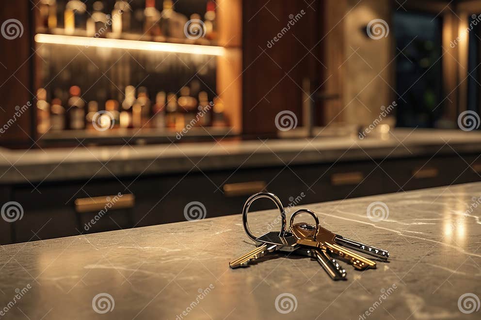 An Image of Keys on a Counter Stock Illustration - Illustration of ...