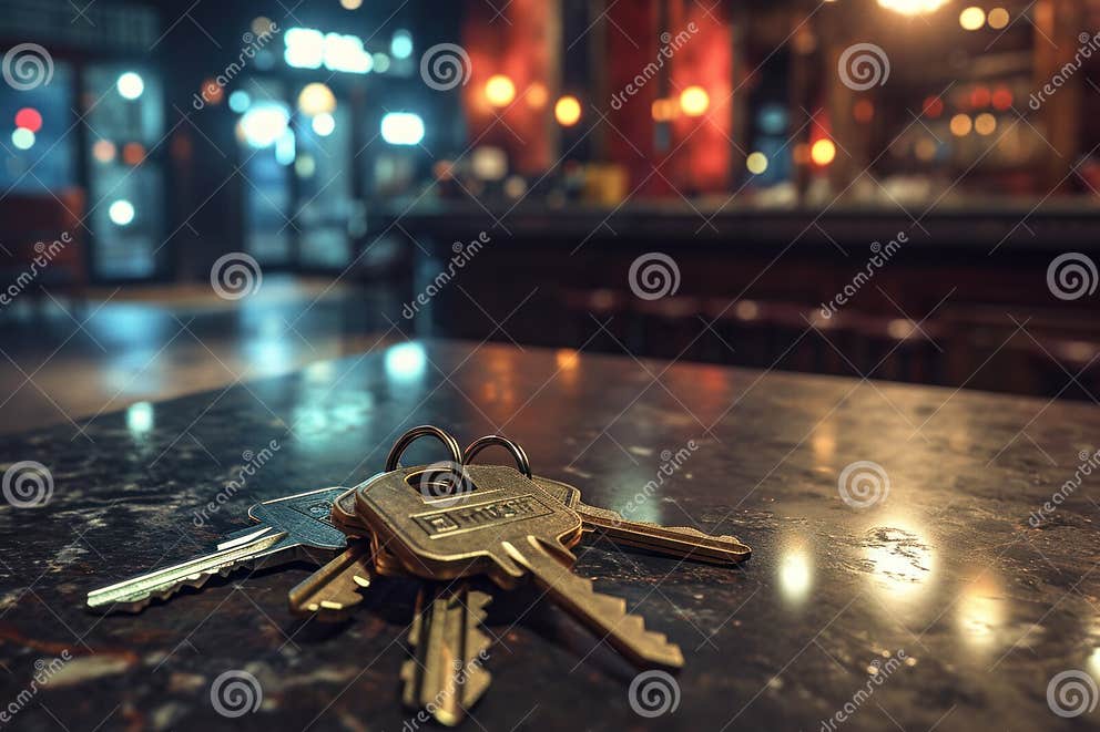 An Image of Keys on a Counter Stock Illustration - Illustration of ...