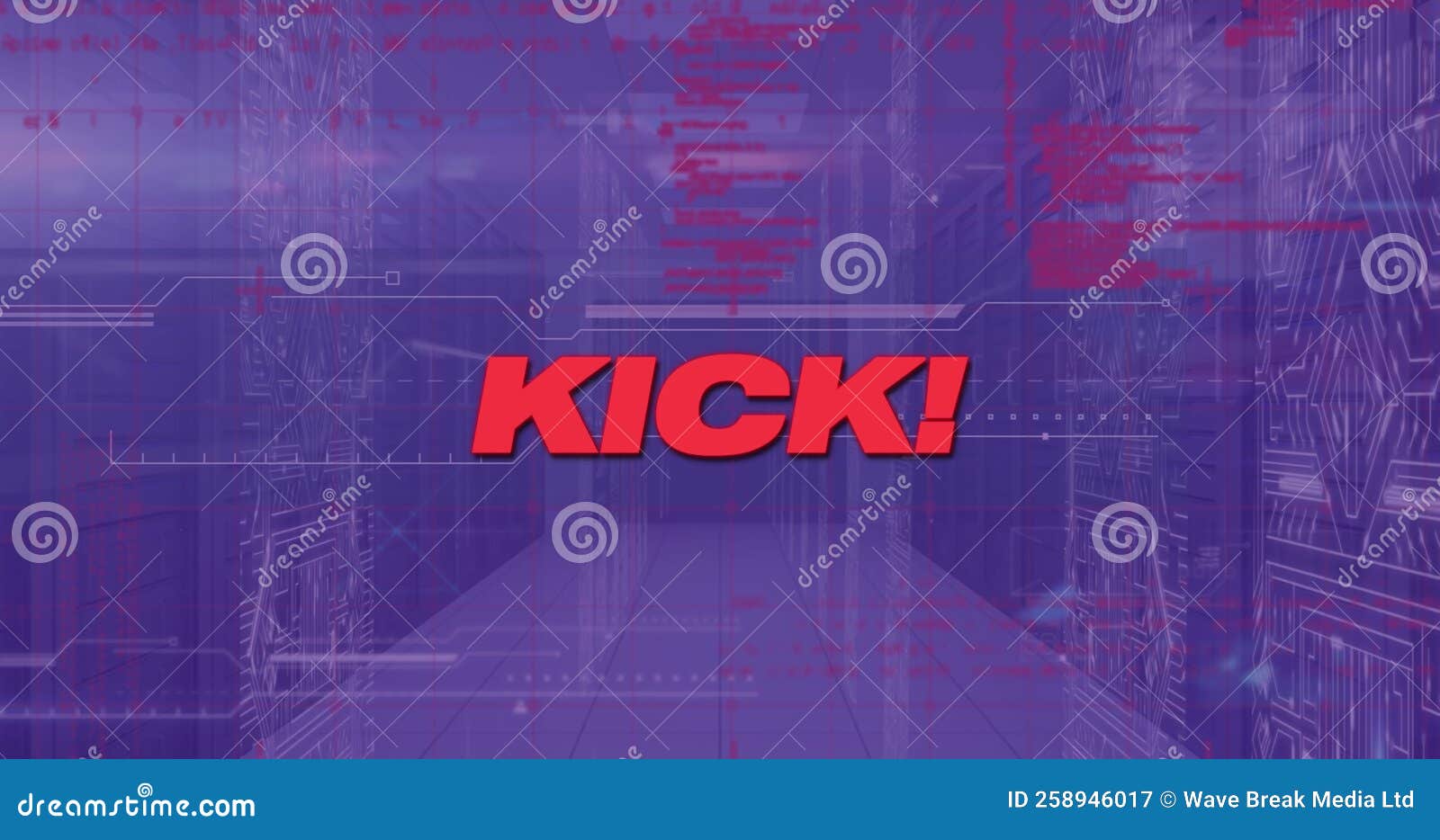 Image of Kick Text with Data Processing Over Server Room Stock ...