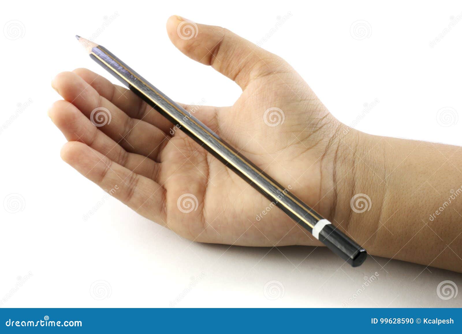 A kid s hand with a pencil stock photo. Image of kids - 99628590