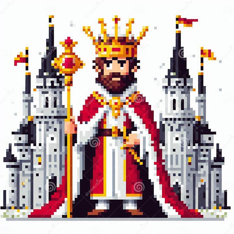 Image Of A King In A Castle With The Castle Behind Him Stock Illustration Illustration Of