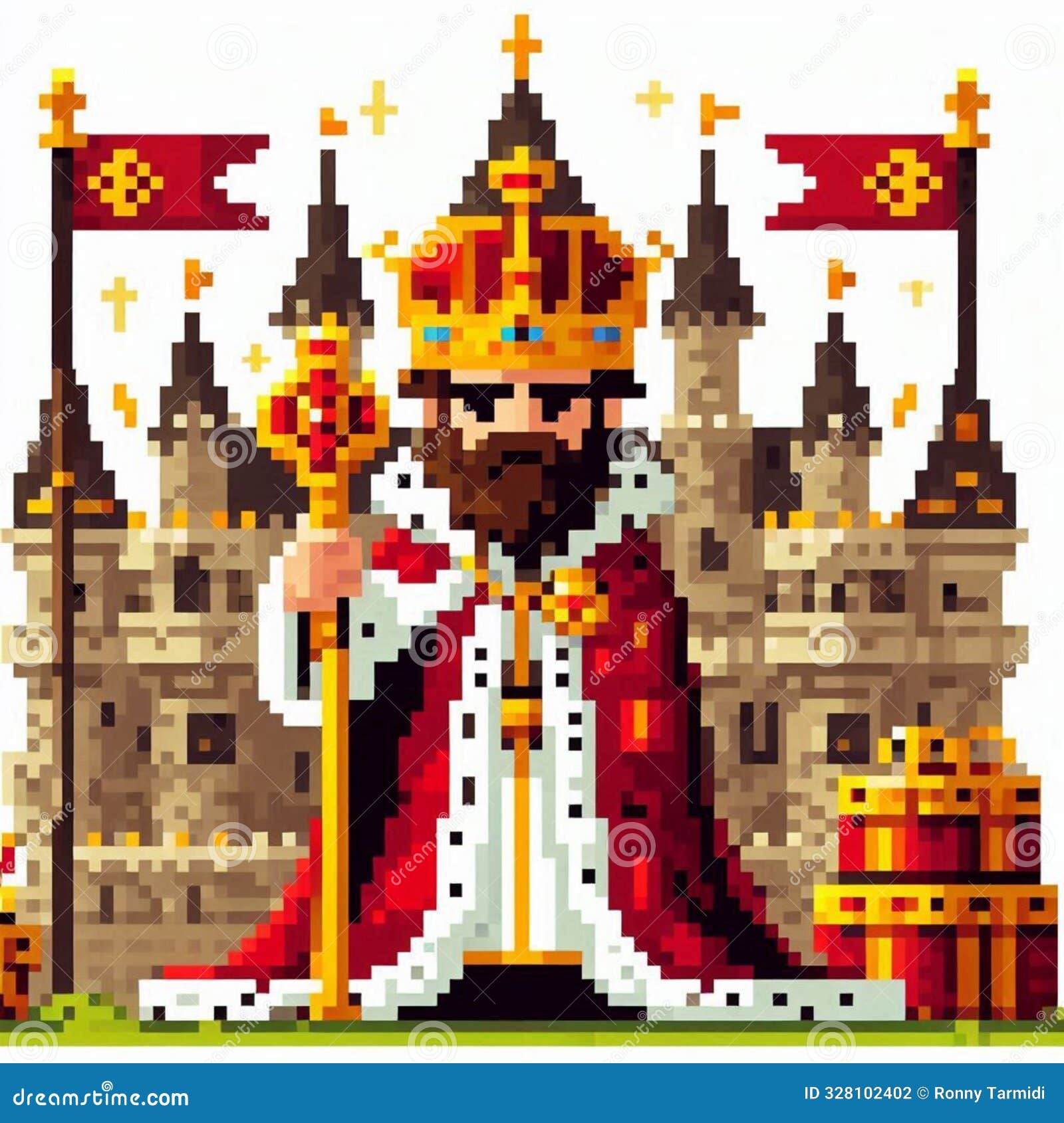 Image of a King in a Castle with the Castle Behind Him. Stock ...