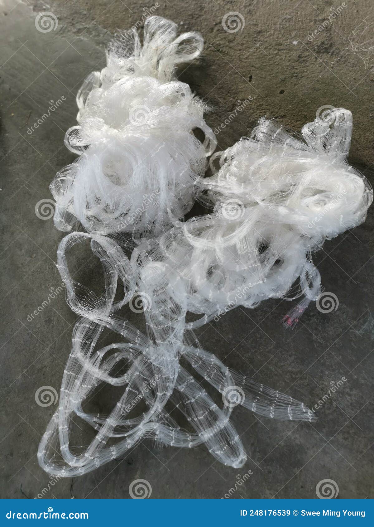 Knitting Fishing Net and Tool on the Ground. Stock Image - Image of ...