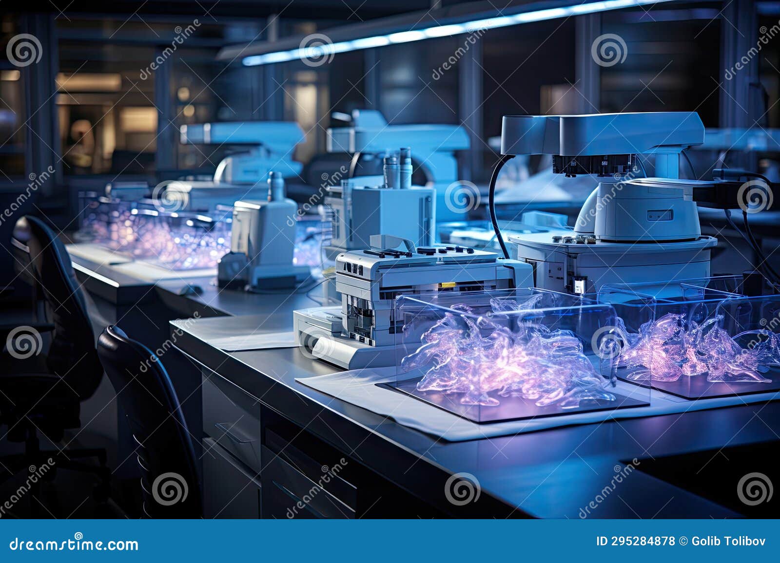 An Image of a Laboratory with a Microscope and Machines Stock ...