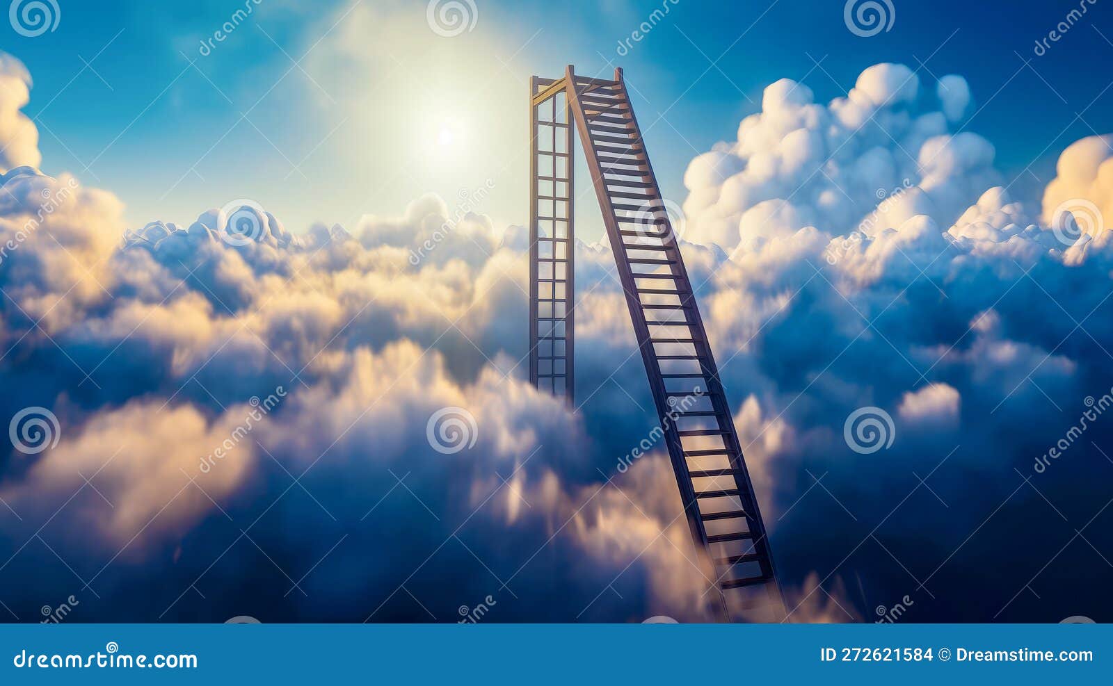 An Image of Ladder Going Up into the Clouds. Generative AI Stock Photo ...