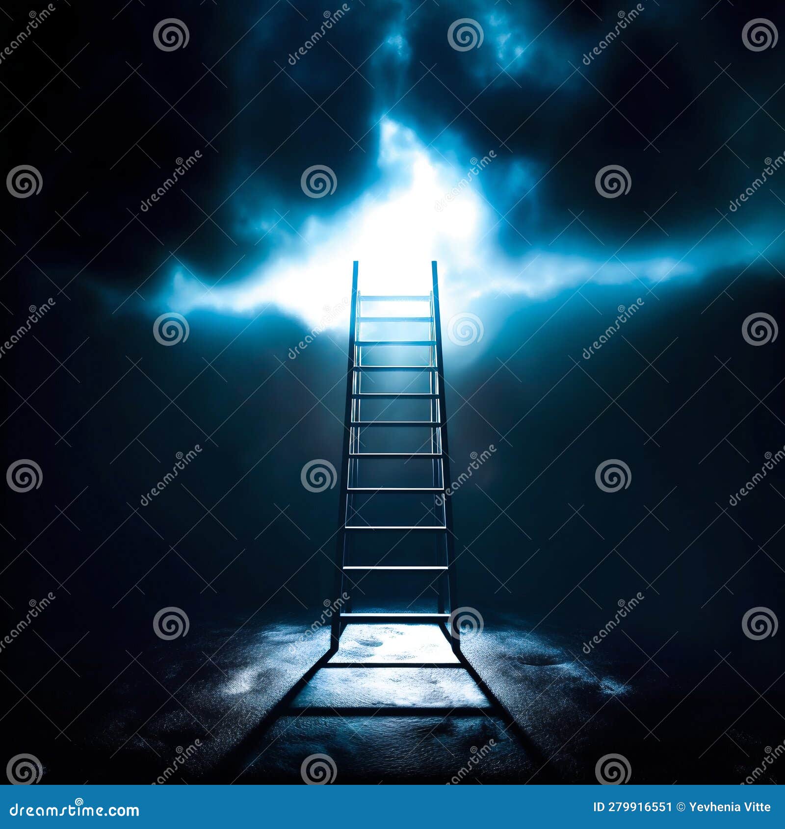 An Image of a Ladder Rising Up into the Clouds from Which Light Comes ...
