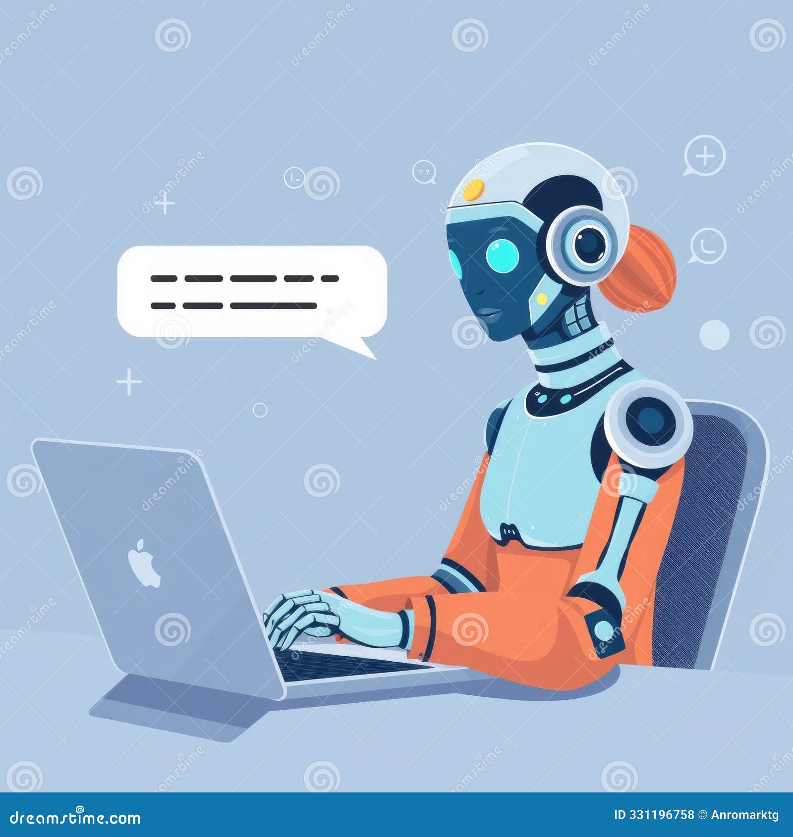 A Woman Using a Laptop Computer is Having a Talk with an Intelligent ...