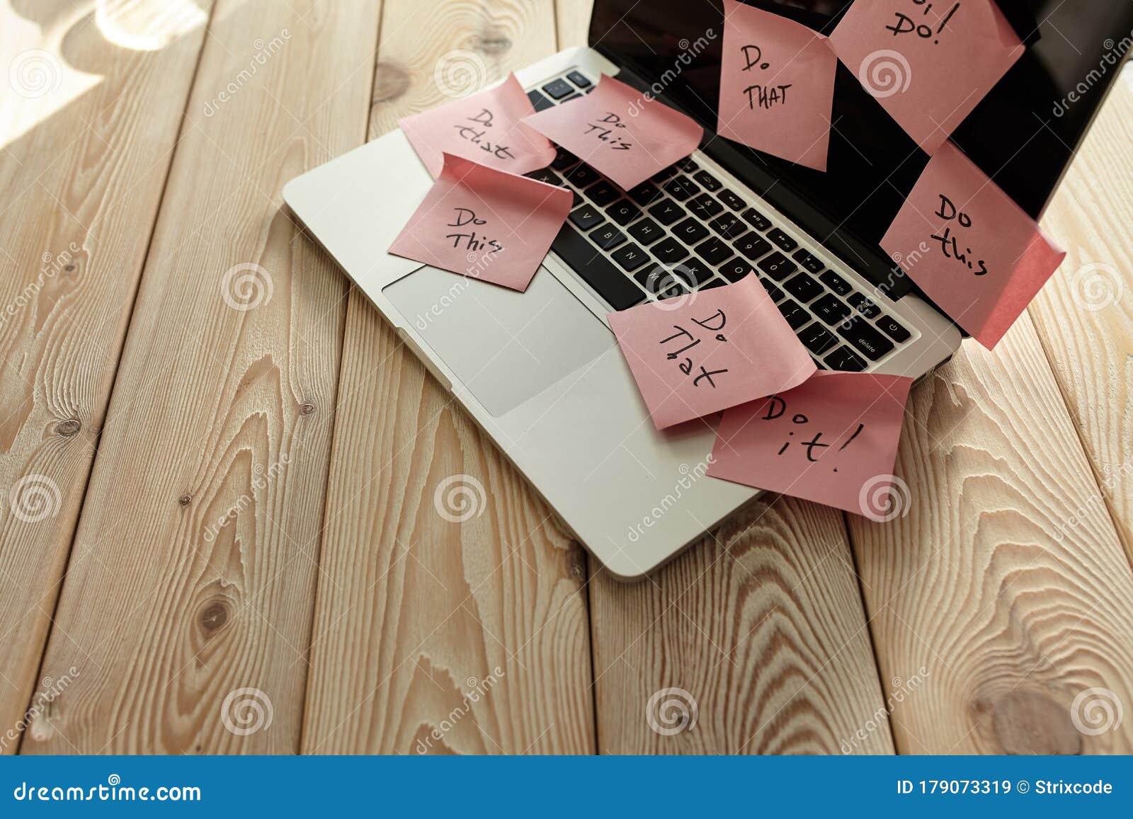 Image of Laptop Full of Sticky Notes Reminders on Screen. Work Overload ...