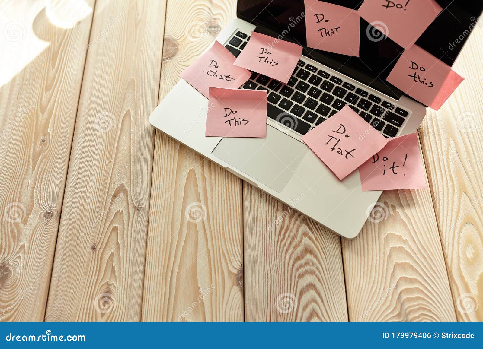 Image of Laptop Full of Sticky Notes Reminders on Screen. Work Overload ...