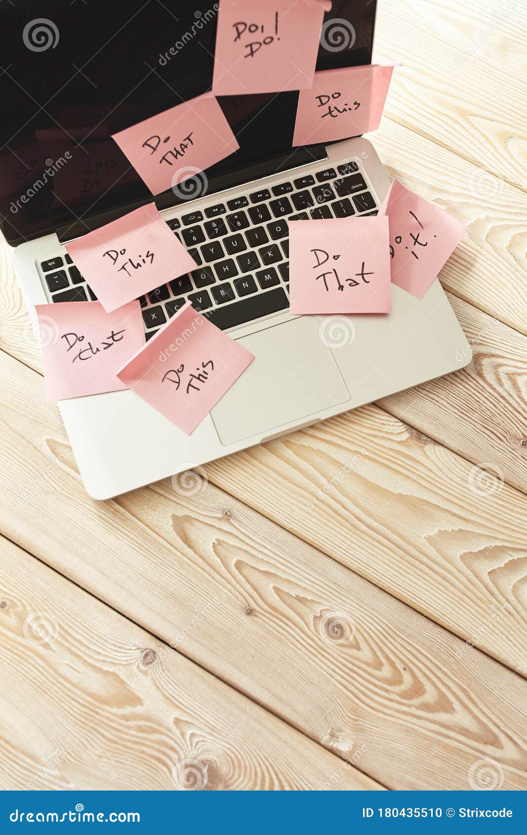 Image of Laptop Full of Sticky Notes Reminders on Screen. Work Overload ...